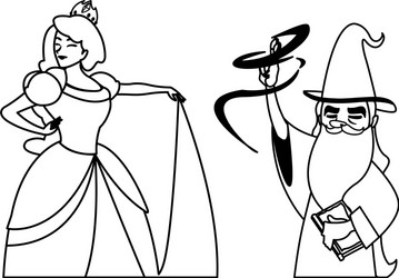 Beautiful princess with wizard tales characters Vector Image