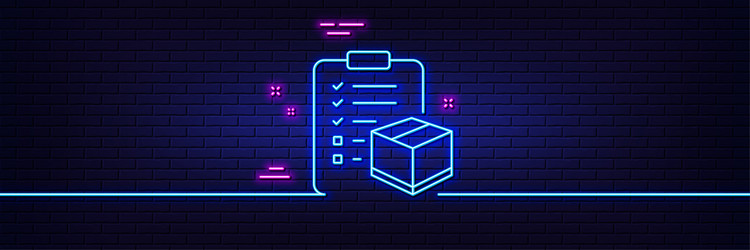 Parcel checklist line icon logistics check neon Vector Image