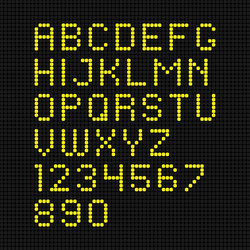 Digital led font alphabet letters and numbers Vector Image