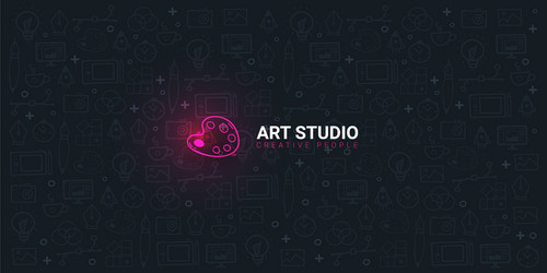 Art studio background with doodle design elements Vector Image