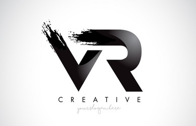 Vr letter design with brush stroke and modern 3d Vector Image