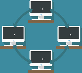 Abstract scheme of modern computer network Vector Image