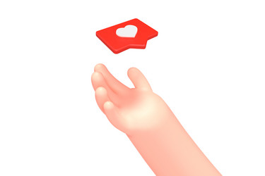 Cartoon hand give red heart to another Royalty Free Vector