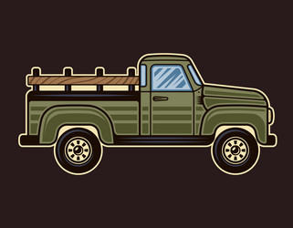 Farmer pickup car side view in Royalty Free Vector Image