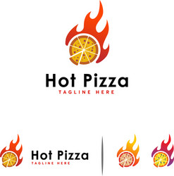 Fire pizza logo designs concept hot pizza logo Vector Image
