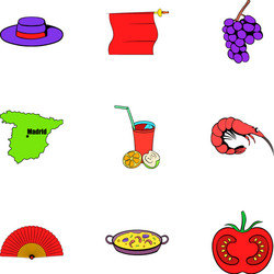 Doodle cartoon set of spain objects and symbols Vector Image
