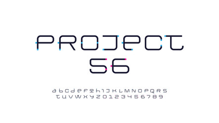 Technical wide thin future font digital cyber Vector Image