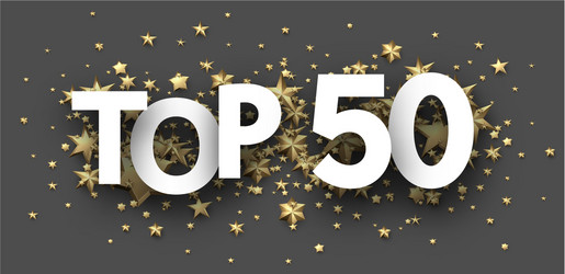 Top 5 sign with gold stars rating header Vector Image