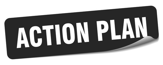 Action plan sticker action plan label Royalty Free Vector