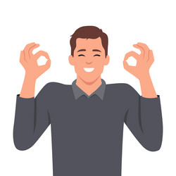 Approved gesture ok sign with smiling businessman Vector Image