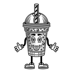 Bubble tea plastic cup cartoon character Vector Image