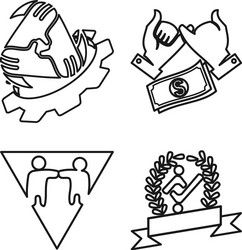 Ribbon leaf commitment teamwork together outline Vector Image