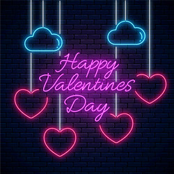 Glowing neon sign of valentines day with heart Vector Image