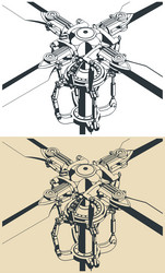 Main helicopter rotor blueprints Royalty Free Vector Image