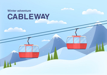 Cable cars cabins on rope of cableway funicular Vector Image
