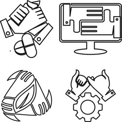 Monitor commitment teamwork together outline logo Vector Image