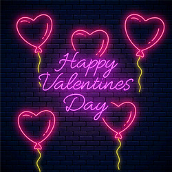 Glowing neon sign of valentines day with heart Vector Image