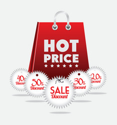 Golden sticker with hot price lettering on white Vector Image