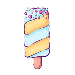 One doodle pastel yellow-blue traffic light ice Vector Image