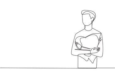 Single one line drawing of young handsome man Vector Image