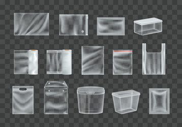 Realistic transparent plastic packs Royalty Free Vector