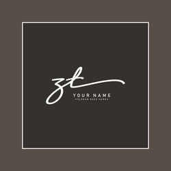 Simple signature logo for alphabet zt Royalty Free Vector