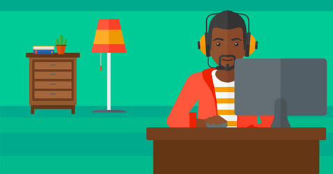 Man playing computer game Royalty Free Vector Image