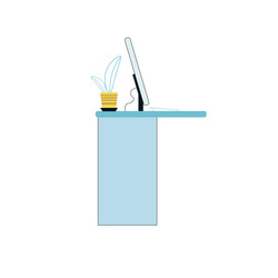 Flat cartoon computer monitor on work desk Vector Image