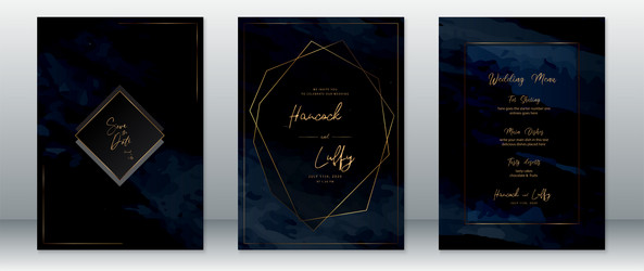 Wedding invitation card dark blue background Vector Image