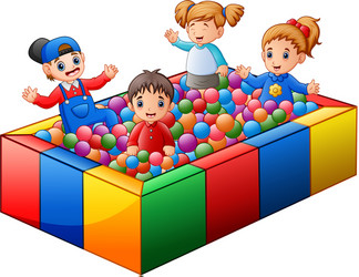 Cartoon little girls playing on playground Vector Image