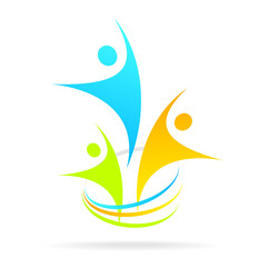 Logo team optimistic people Royalty Free Vector Image