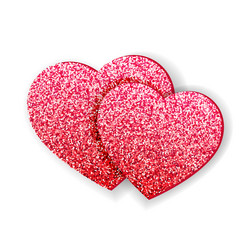 Two flat glitter hearts happy valentines day card Vector Image