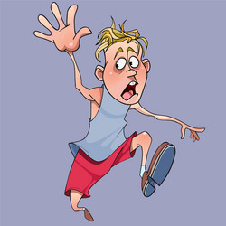 Scared young man and blurry face outside Vector Image