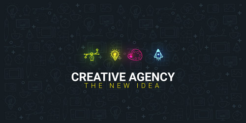 Creative agency background with doodle design Vector Image