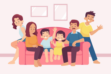 Cartoon style family isolated on white background Vector Image