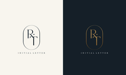 Rt monogram logo design with square rectangular Vector Image