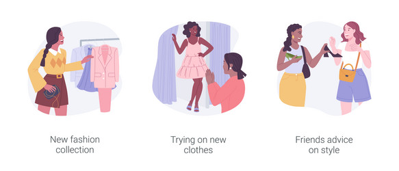 Try on clothes isolated cartoon Royalty Free Vector Image