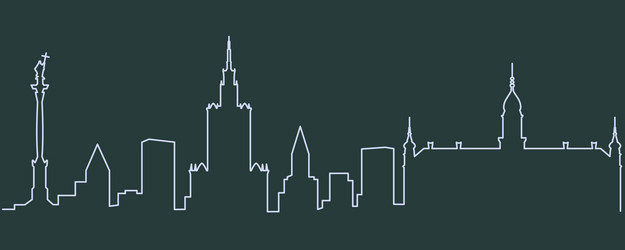 Warsaw dark line simple minimalist skyline Vector Image