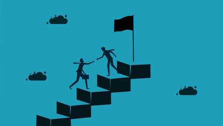 Businessman help employees climb stairs help Vector Image