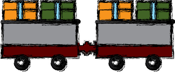 Cargo train with cardboard boxes side view Vector Image