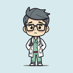 Playful and cute young asian doctor cartoon Vector Image