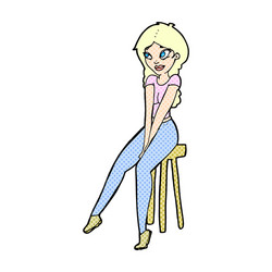 Cartoon Comic Girl Pretty Sitting Vector Images (over 360)