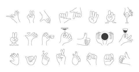 Korean finger heart sign set with mini Royalty Free Vector
