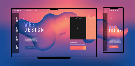 Mobile and desktop website template interface Vector Image