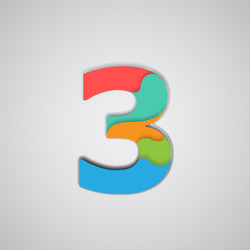 Number three character running fast cartoon Vector Image