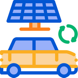 Electro car solar panel icon outline Royalty Free Vector