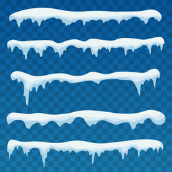 Cartoon snow caps snowdrifts and icicles snowy Vector Image