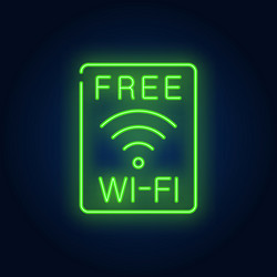 Router with signal symbol neon sign Royalty Free Vector