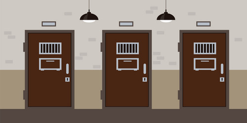 Prison single cell interior cartoon Royalty Free Vector