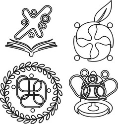 Book leaf bell commitment teamwork together black Vector Image